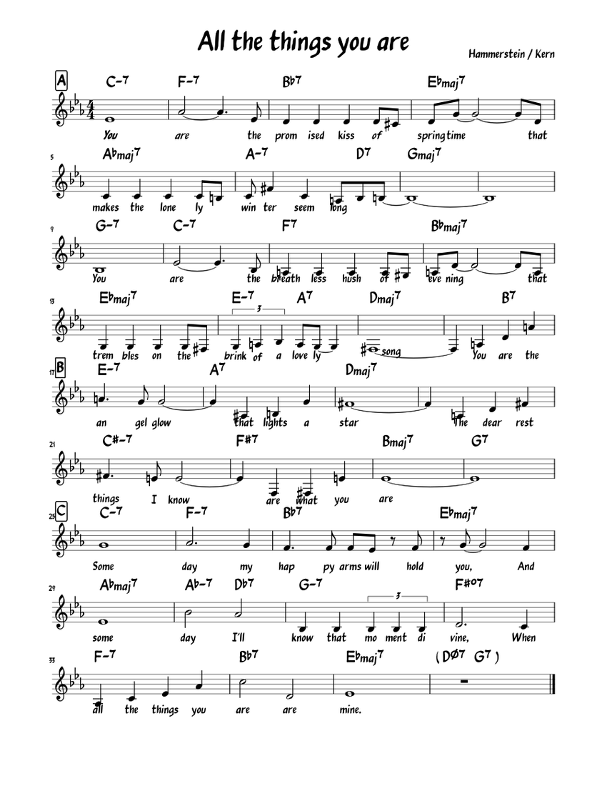 All the things you are Sheet music for Piano (Solo) Easy | Musescore.com