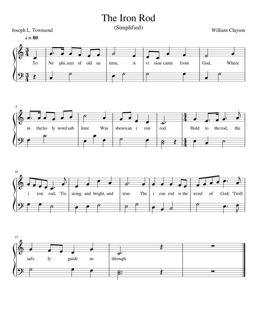 The Iron Rod Sheet Music for Piano (Solo) Easy | MuseScore.com