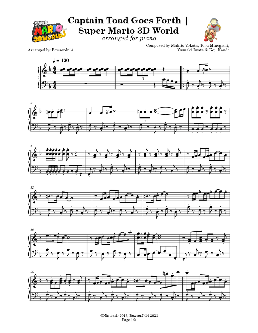 Captain Toad Goes Forth | Super Mario 3D World (Piano Arrangement ...