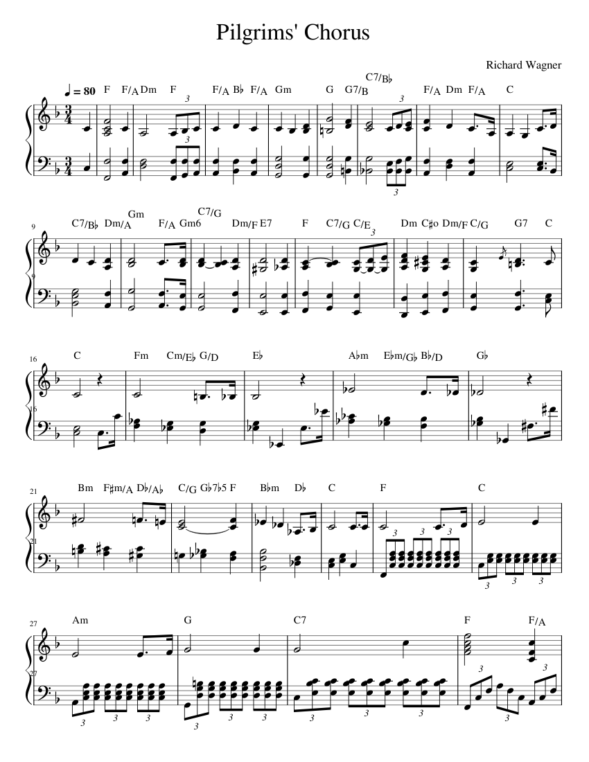 Tannhäuser - pilgrims chorus – Richard Wagner Sheet music for Piano (Solo) | Musescore.com