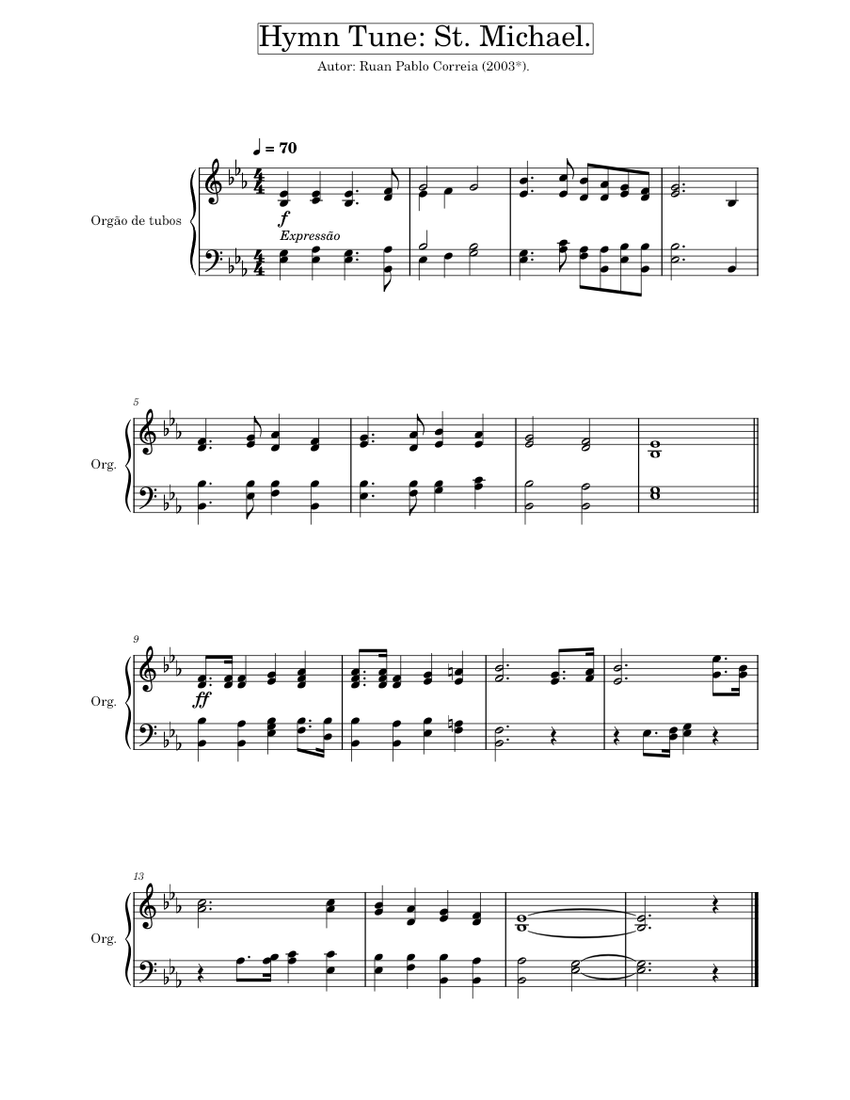 Hymn Tune: St Michael Sheet music for Organ (Church Choir) | Musescore.com