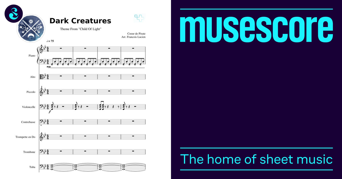 Dark Creatures Sheet Music for Piano, Trombone, Tuba, Flute piccolo ...