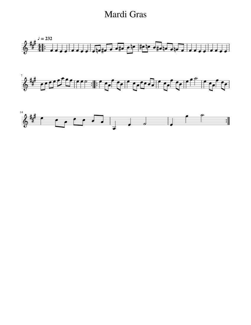 Mardi Gras Sheet music for Piano (Solo) Easy | Musescore.com