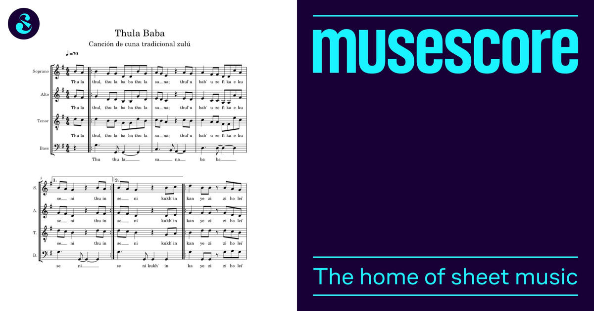 Thula Baba – Iñaki Jiménez Sheet music for Soprano, Alto, Tenor, Bass ...