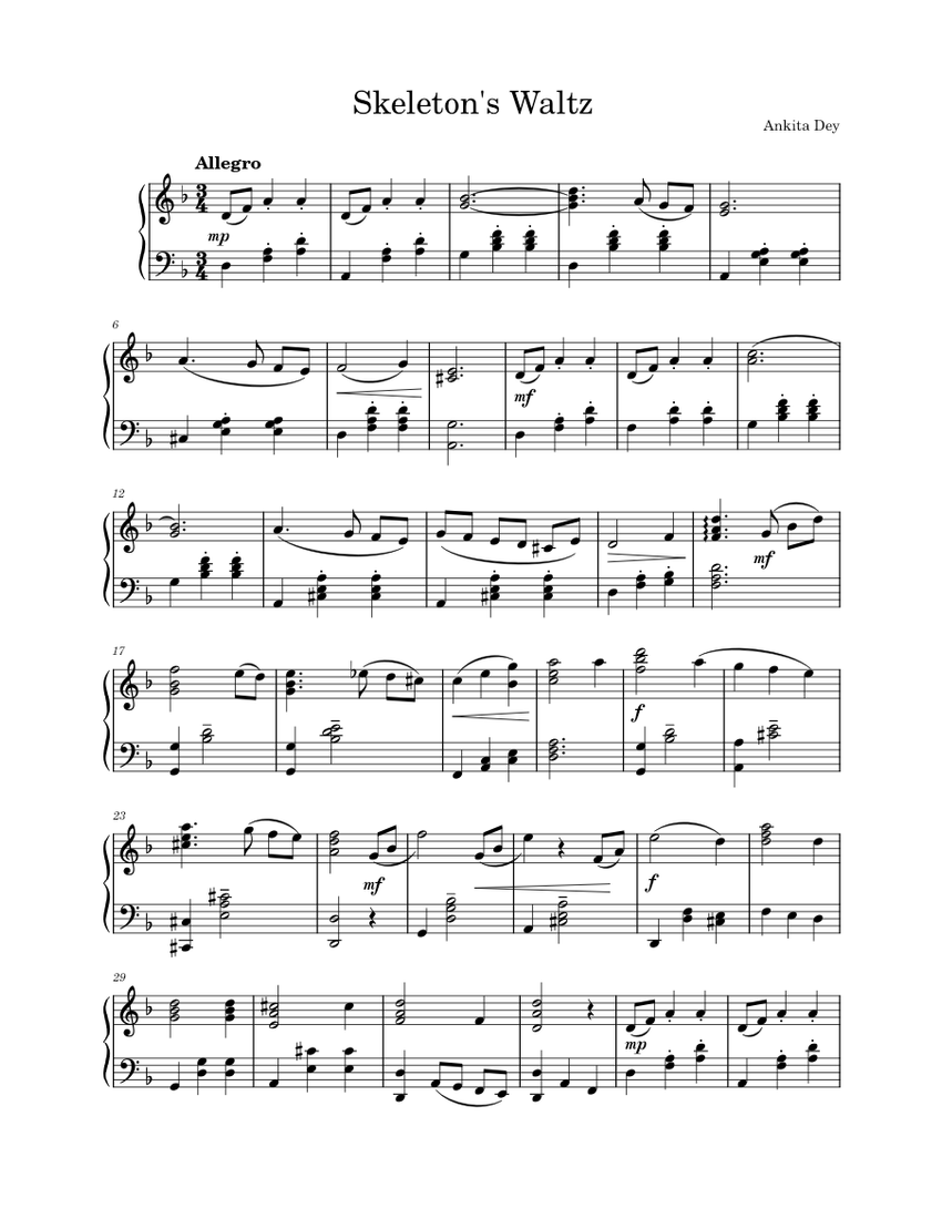 Skeleton's Waltz Sheet music for Piano (Solo) | Musescore.com
