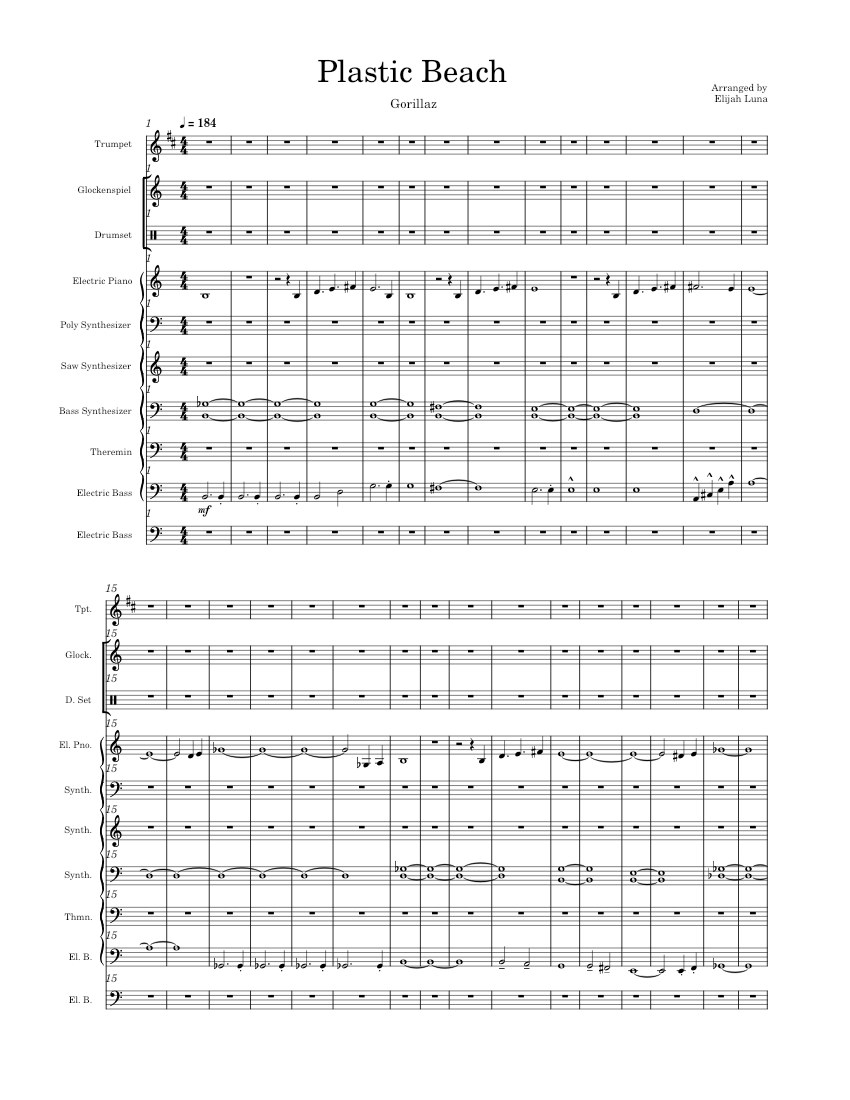 Plastic beach – Gorillaz Plastic Beach Drums 1 Sheet Music for Piano ...