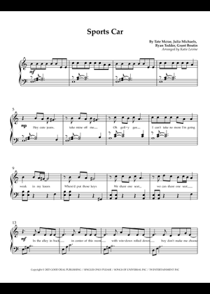 Play Official version of Sports Car Sheet Music by Tate McRae for Piano ...
