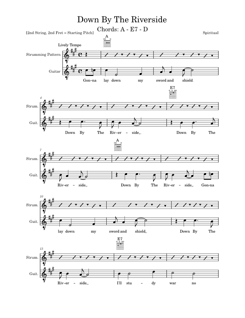 Down By The Riverside – Gospel Song Down By The Riverside Sheet Music ...