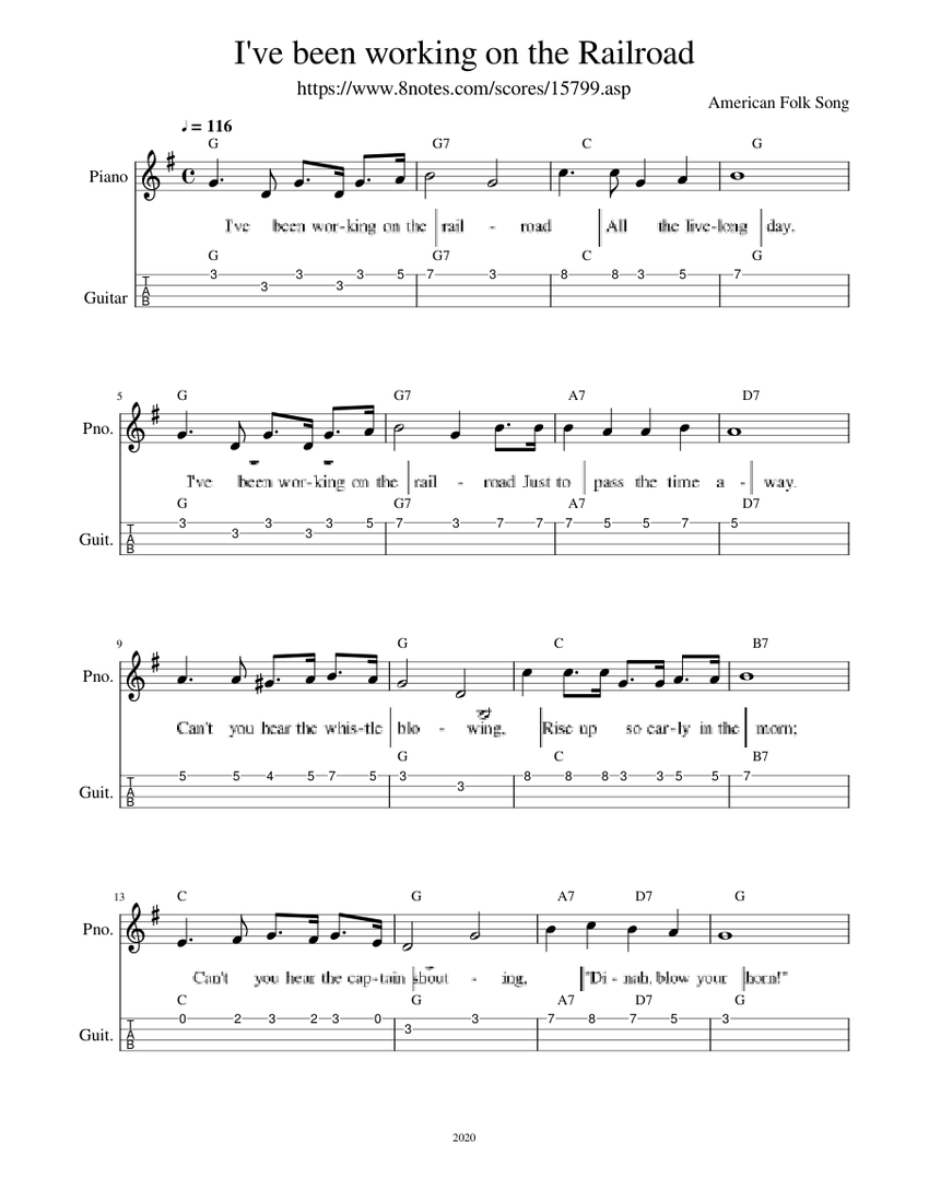 I've been working on the Railroad Sheet music for Piano, Guitar (Mixed ...