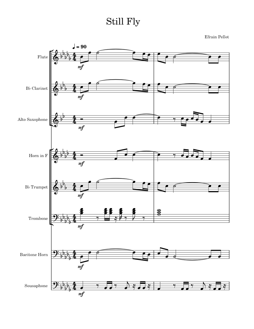 Still Fly Sheet music for Trombone, Flute, Clarinet in b-flat ...