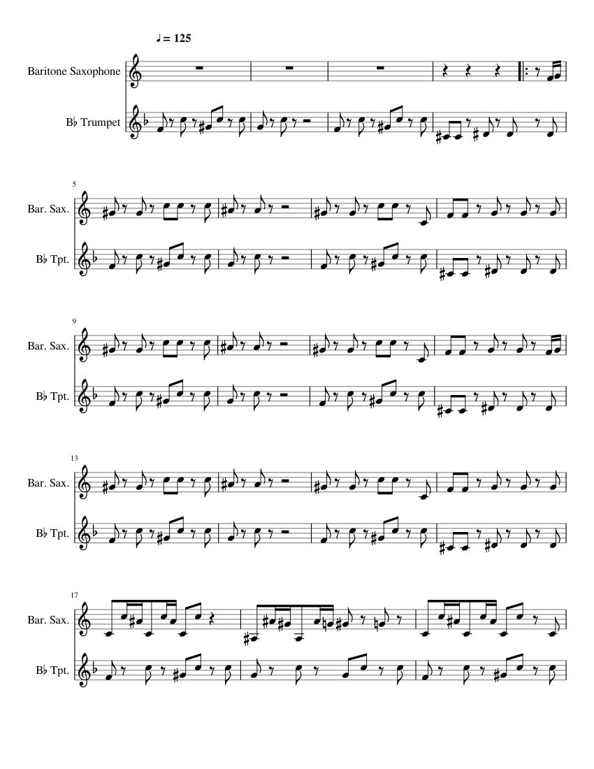 Number 9 Sheet music for Saxophone baritone, Trumpet in b-flat (Mixed ...