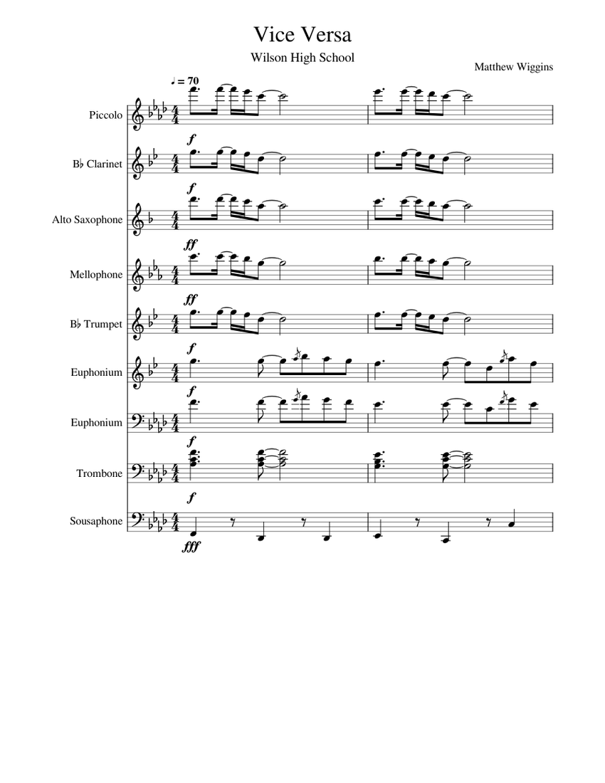 Vice Versa Sheet music for Mellophone, Flute piccolo, Clarinet in b-flat, Saxophone alto & more ...