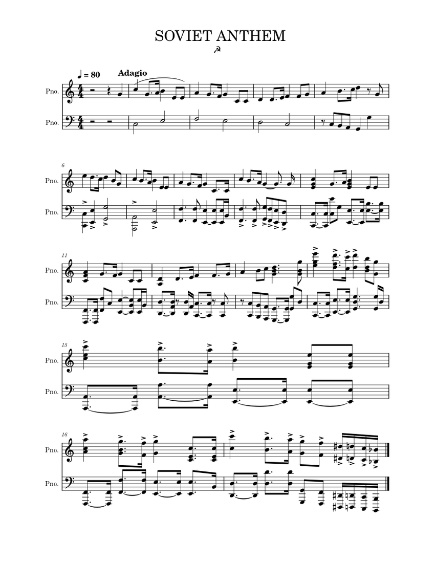 U.S.S.R national anthem – soviet union SOVIET ANTHEM Sheet music for ...