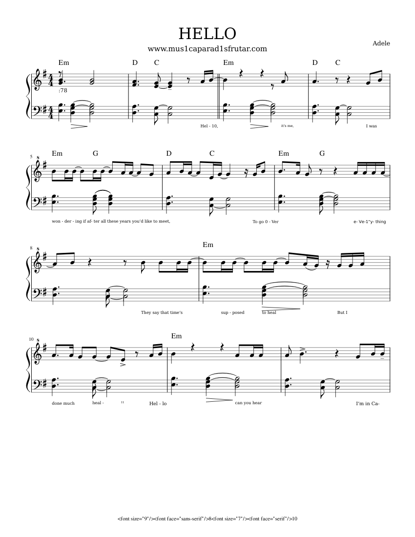 HELLO Sheet music for Piano (Solo) | Musescore.com