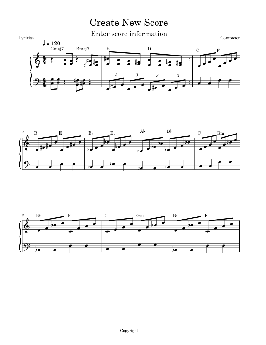 Create New Score Sheet Music for Piano (Solo) Easy | MuseScore.com