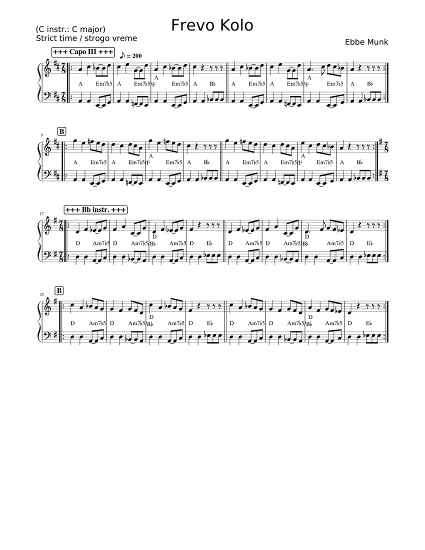 Frevo Kolo - Ebbe Munk Sheet music for Piano (Mixed Ensemble) Easy ...