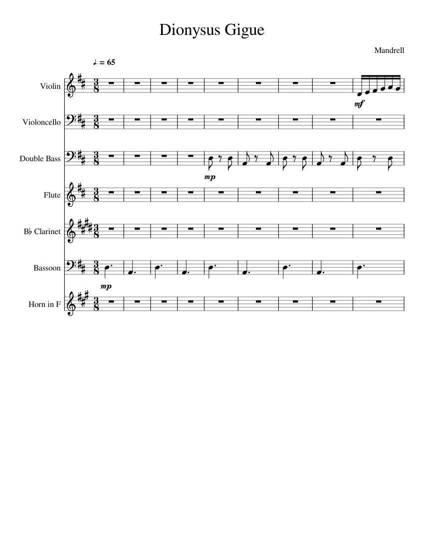 Dionysus Gigue Sheet music for Flute, Clarinet in b-flat, Bassoon ...