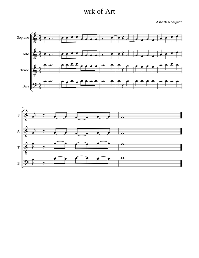 wrk of Art Sheet music for Soprano, Alto, Tenor, Bass voice (Choral ...