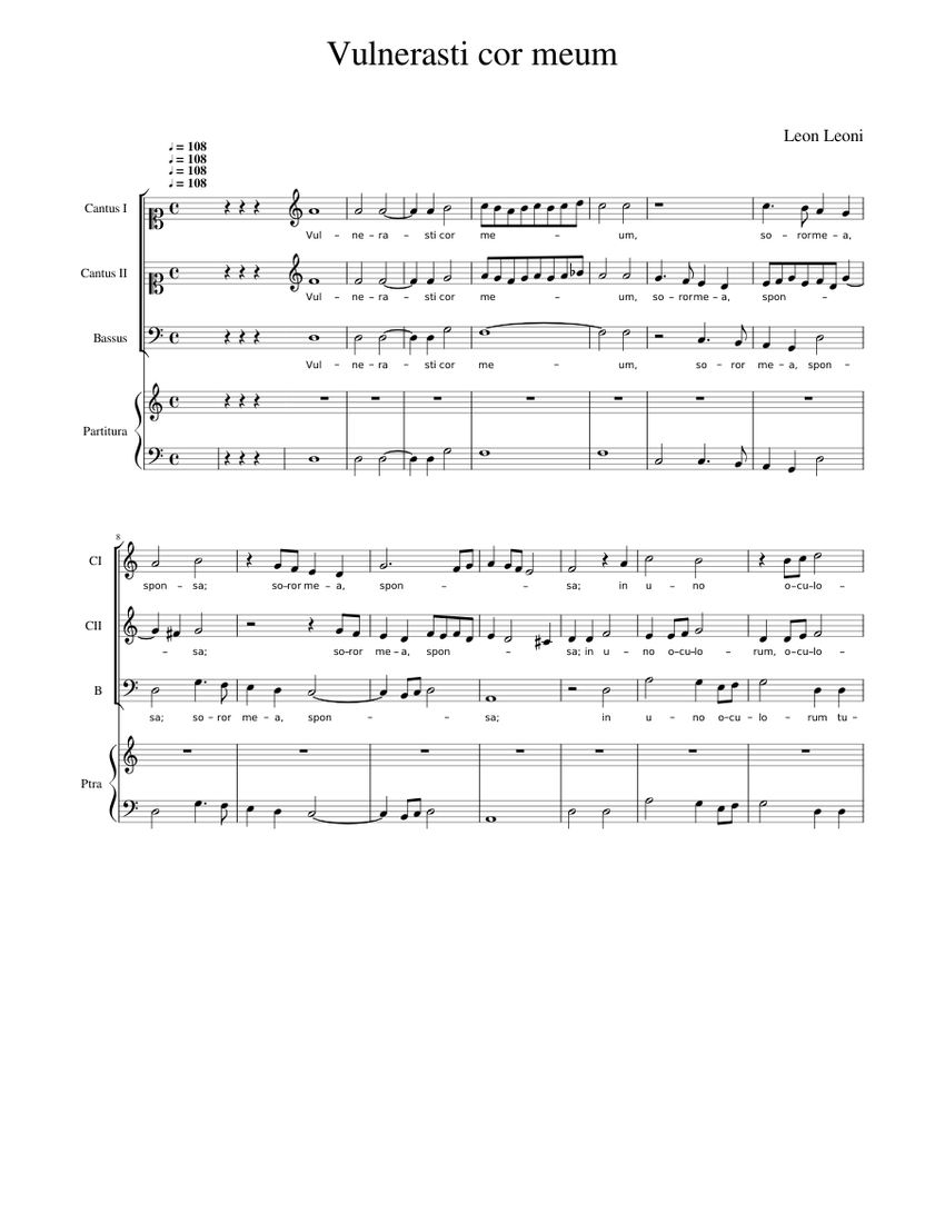 Vulnerasti cor meum - Leone Leoni Sheet music for Oboe, Woodwinds ...