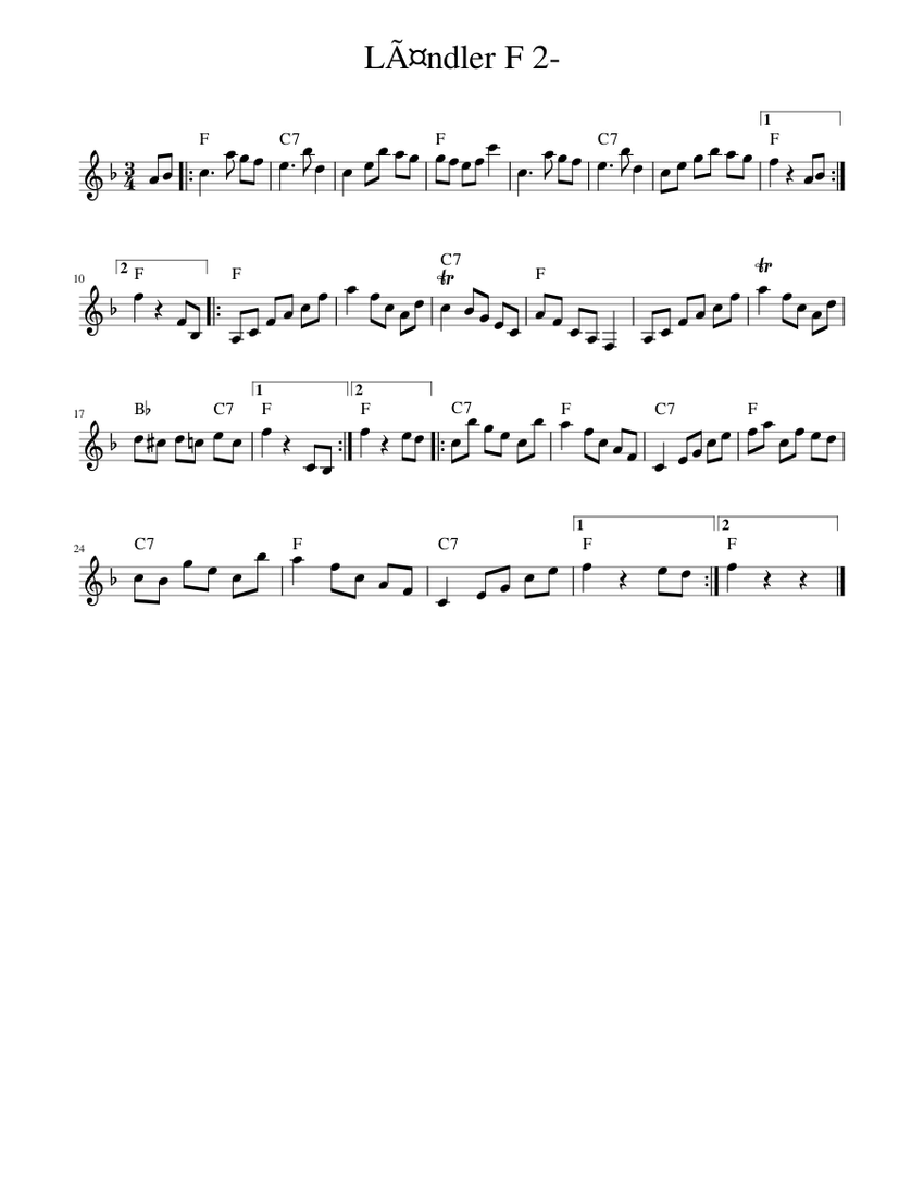 Landler F 2- Sheet music for Piano (Solo) Easy | Musescore.com