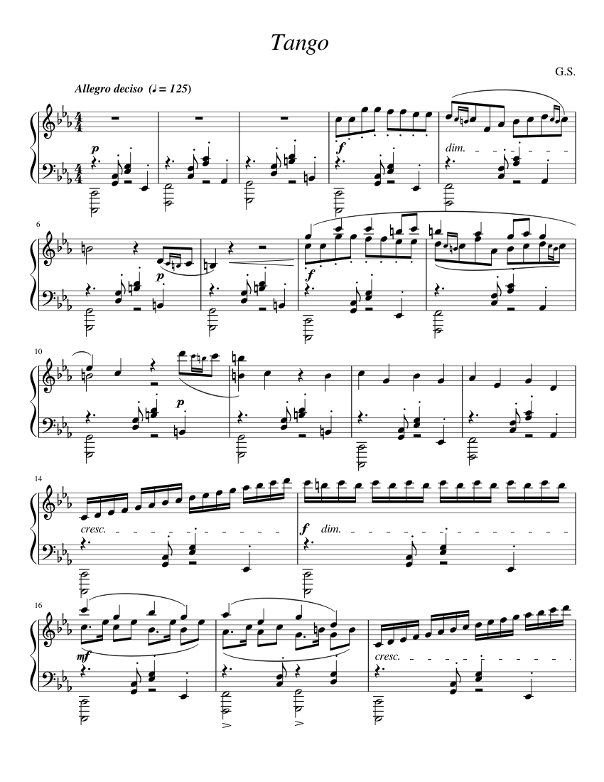 TANGO Sheet music for Piano (Solo) | Musescore.com