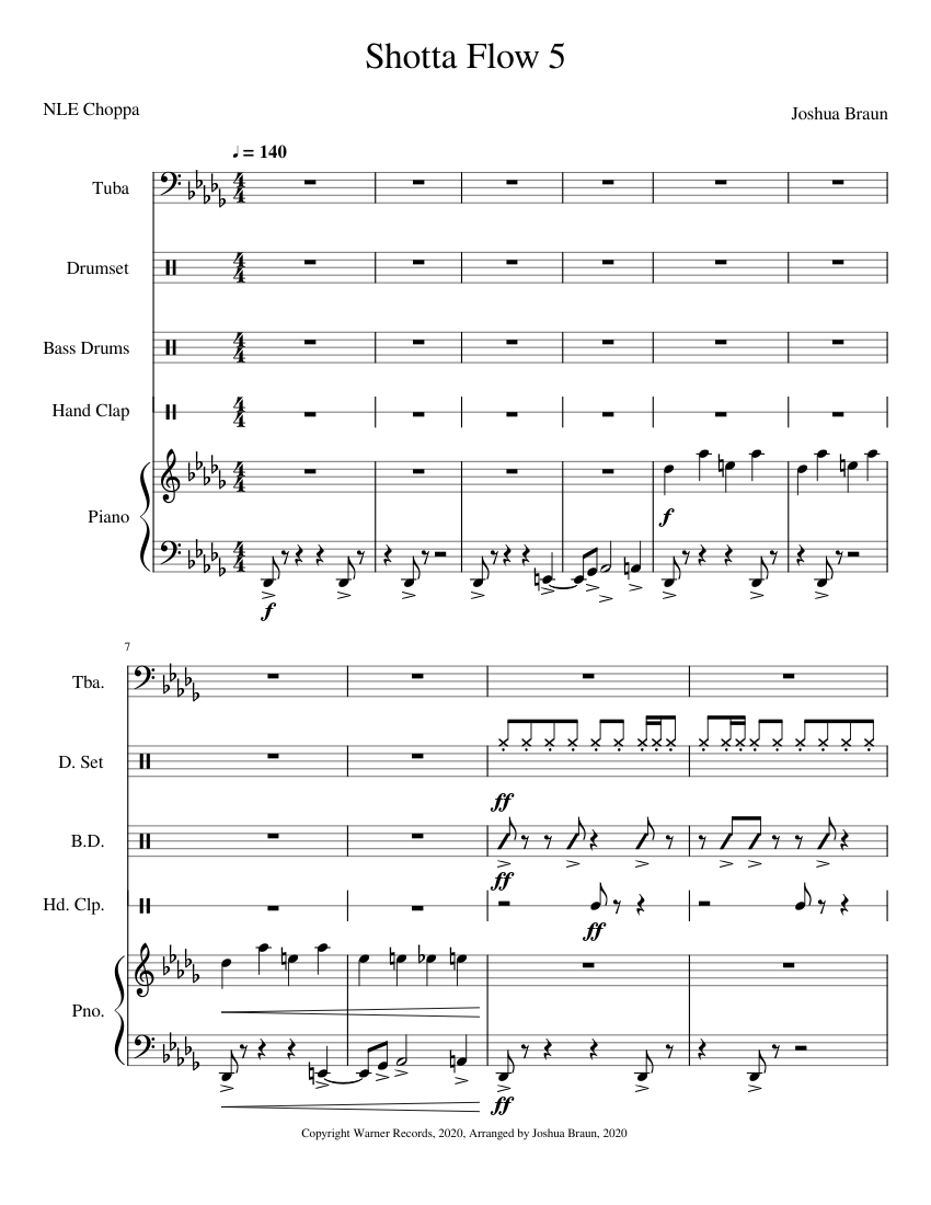Shotta Flow 5 Sheet Music for Piano, Tuba, Drum group, Bass drum & more ...
