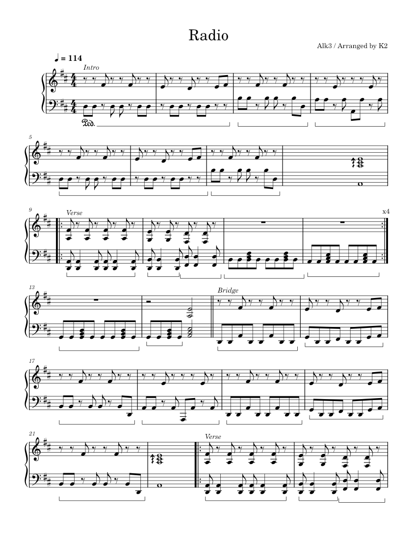 Radio – Alkaline Trio Sheet music for Piano (Solo) | Musescore.com