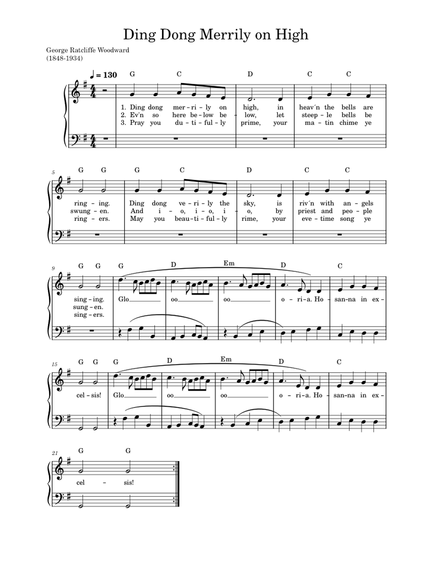 Ding dong merrily on high – Misc Christmas (Lead Sheet - Melody, Chords ...