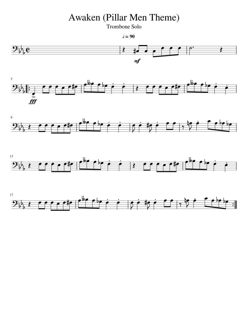 JoJo's Bizarre Adventure: Awaken (Pillar Men Theme) - Trombone Solo ...