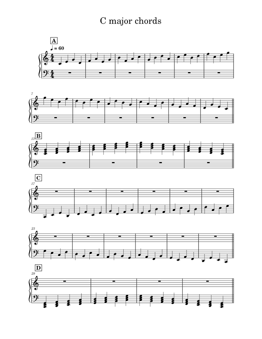 C major chords Sheet music for Piano (Solo) Easy | Musescore.com