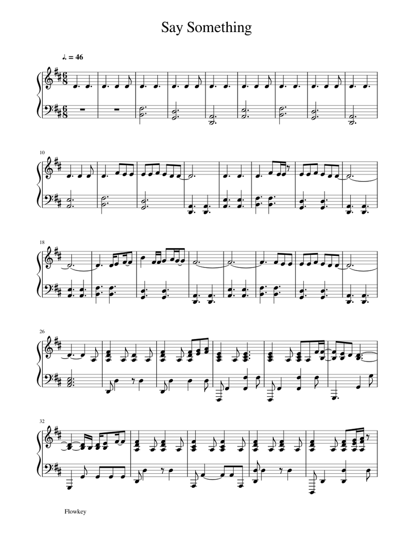 say something piano notes letters