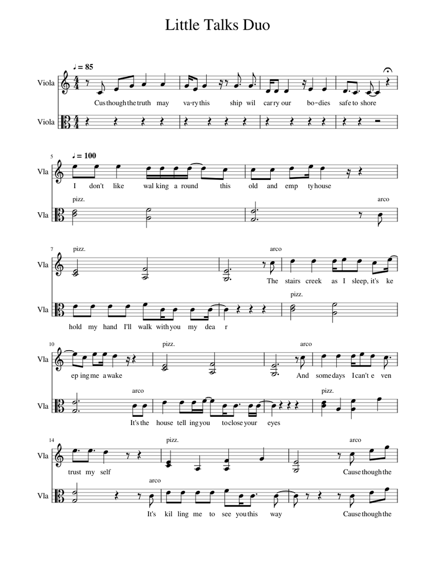 little talks duo Sheet music for Viola (String Duet) | Musescore.com