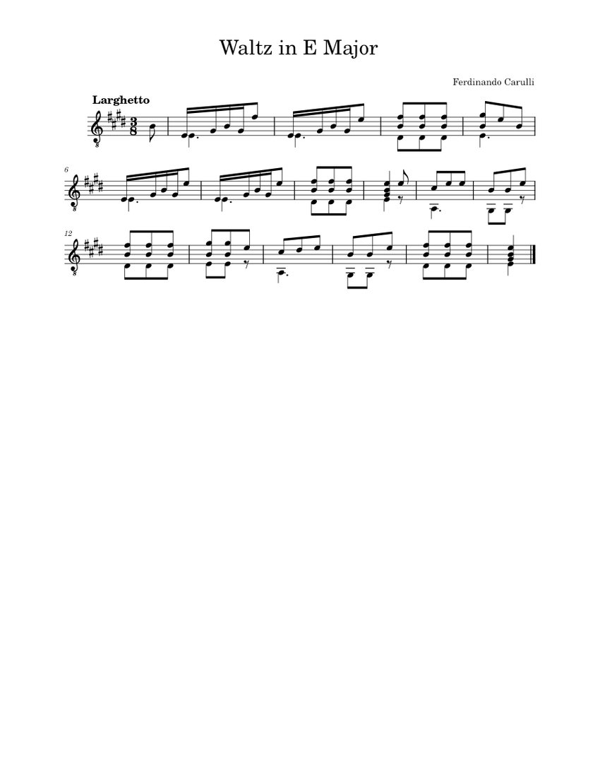 Waltz in E Major – Ferdinando Carulli Sheet music for Guitar (Solo ...