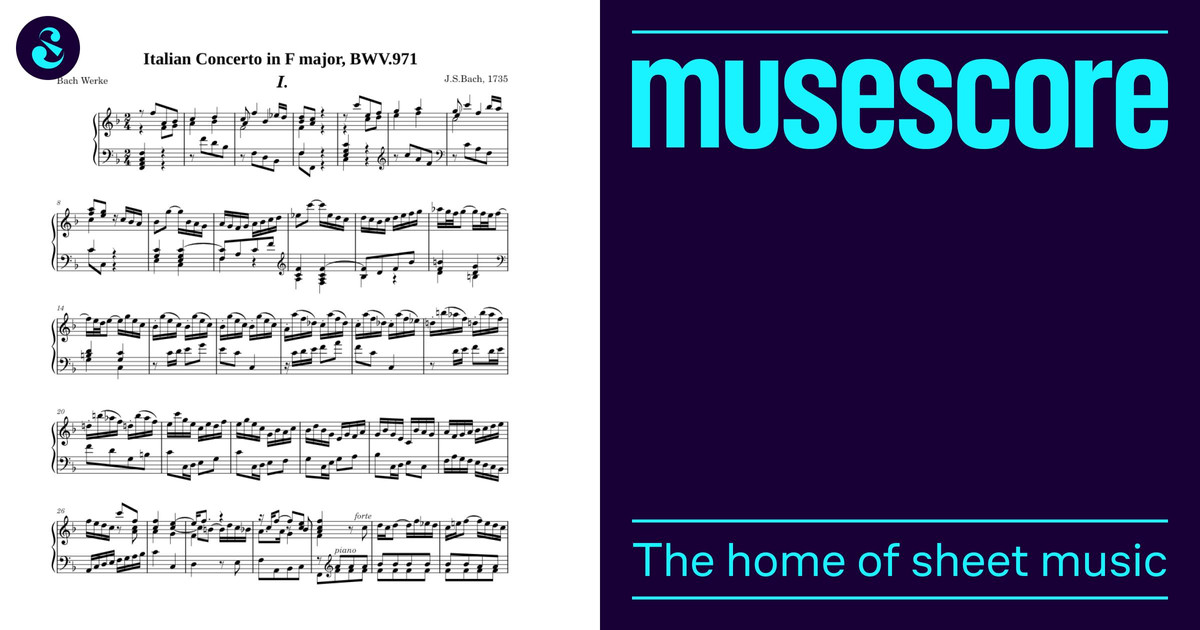 Bach: Italian Concerto in F major, BWV.971, I. Movement Sheet Music for ...