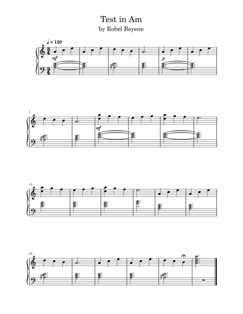 Test in Am Sheet music for Piano (Solo) Easy | Musescore.com