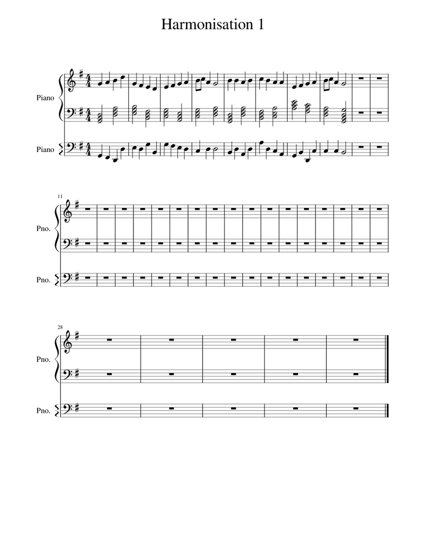 Harmonisation 1 Sheet music for Piano (Piano Duo) | Musescore.com
