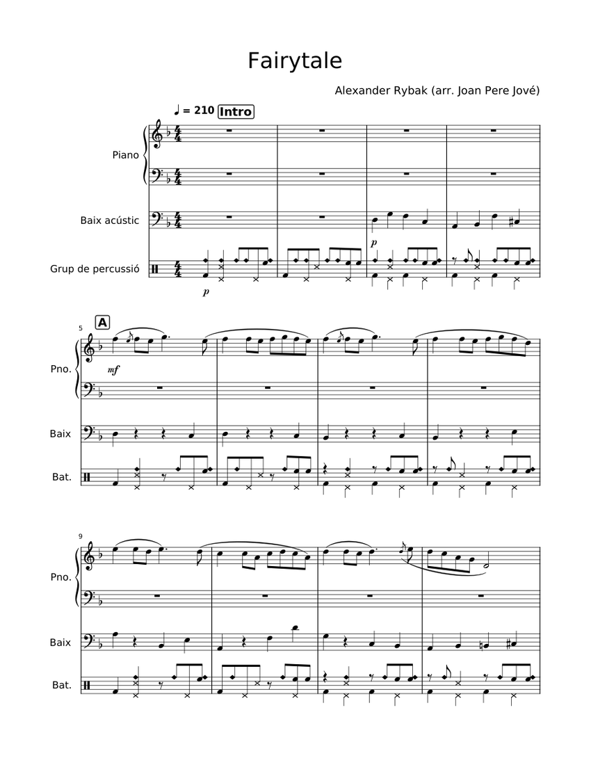 Fairytale - Eurovision Song Contest 2009 (Jazz Trio) Sheet Music for ...