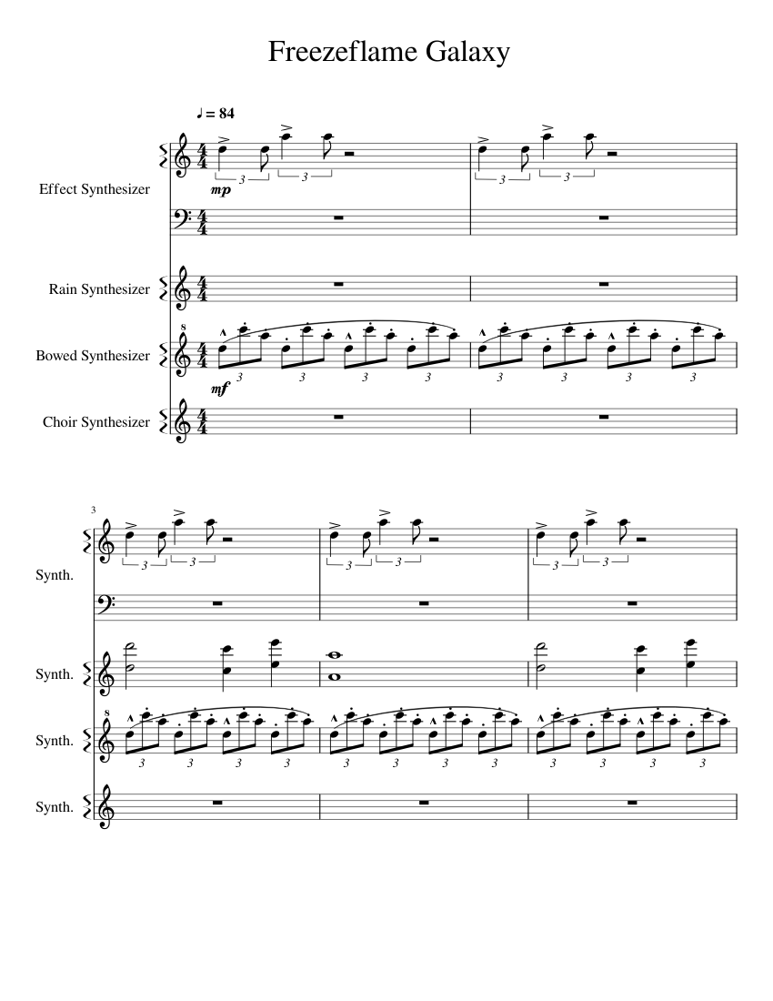 Freezeflame Galaxy Sheet Music for Synthesizer (Mixed Quartet ...