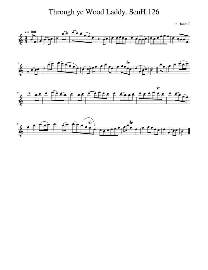 in Hand C - Through ye Wood Laddy. SenH.126 Sheet music for Piano (Solo ...