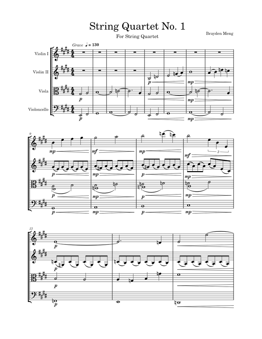 String Quartet No. 1 - piano tutorial