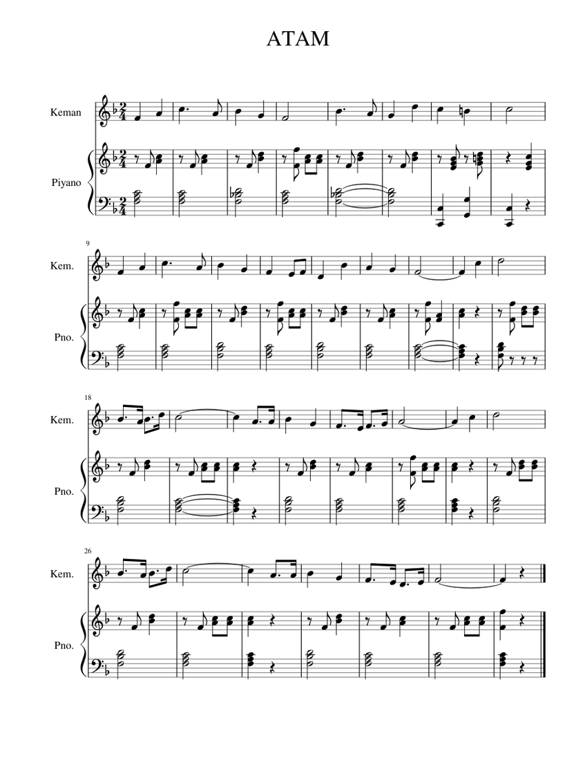ATAM Sheet music for Piano, Violin (Solo) | Musescore.com
