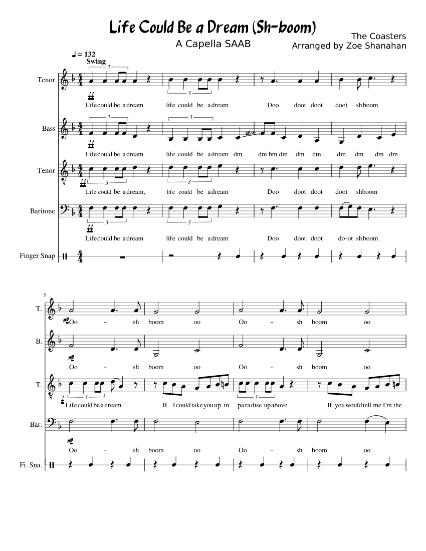 Life could be a Dream (Sh-Boom) - The Coasters Sheet music for Tenor ...