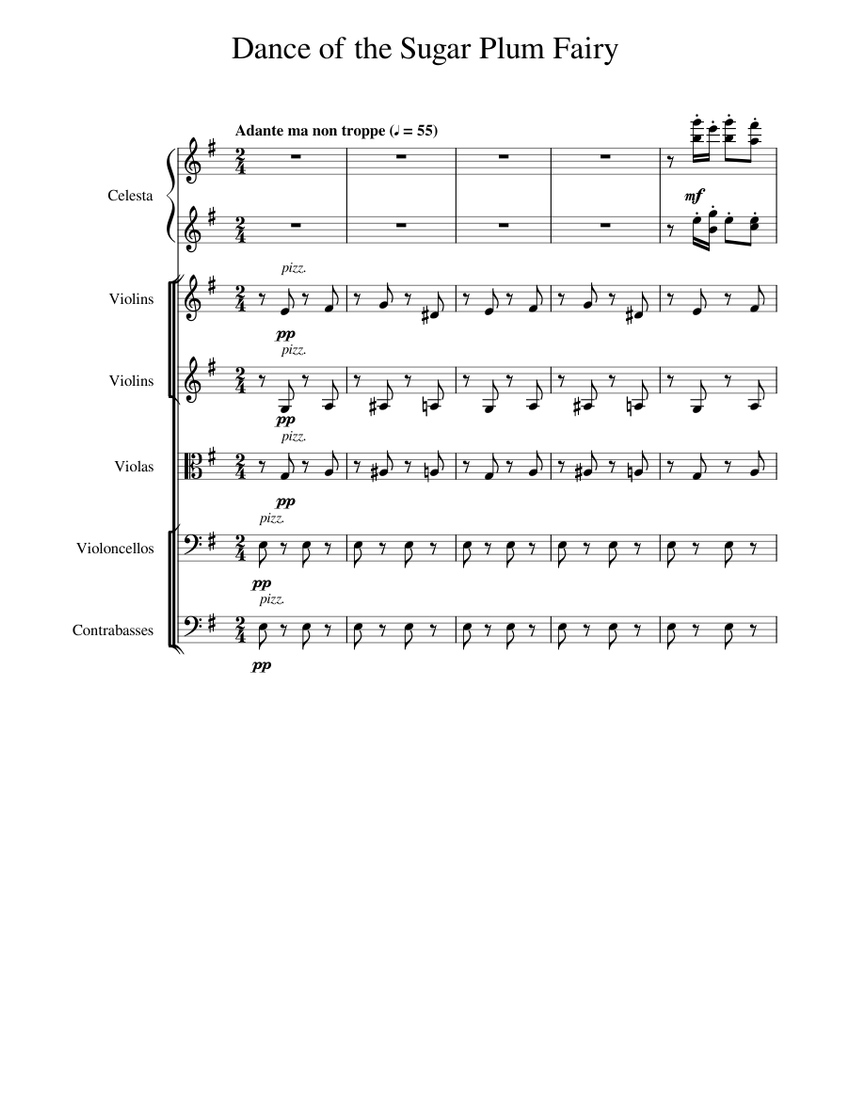 Dance of the Sugar Plum Fairy Sheet Music for Celesta, Flute, Oboe ...