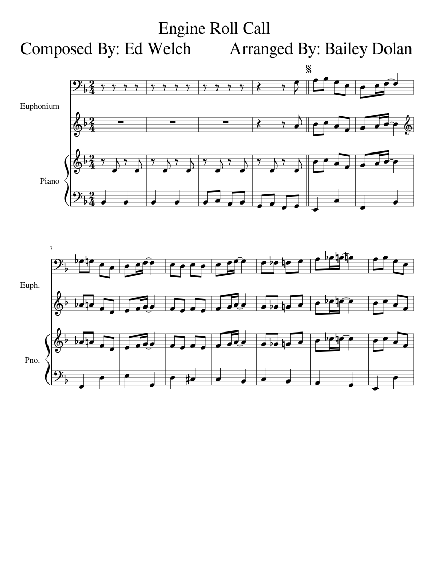 Engine Roll Call Sheet Music for Piano, Euphonium (Solo) | MuseScore.com