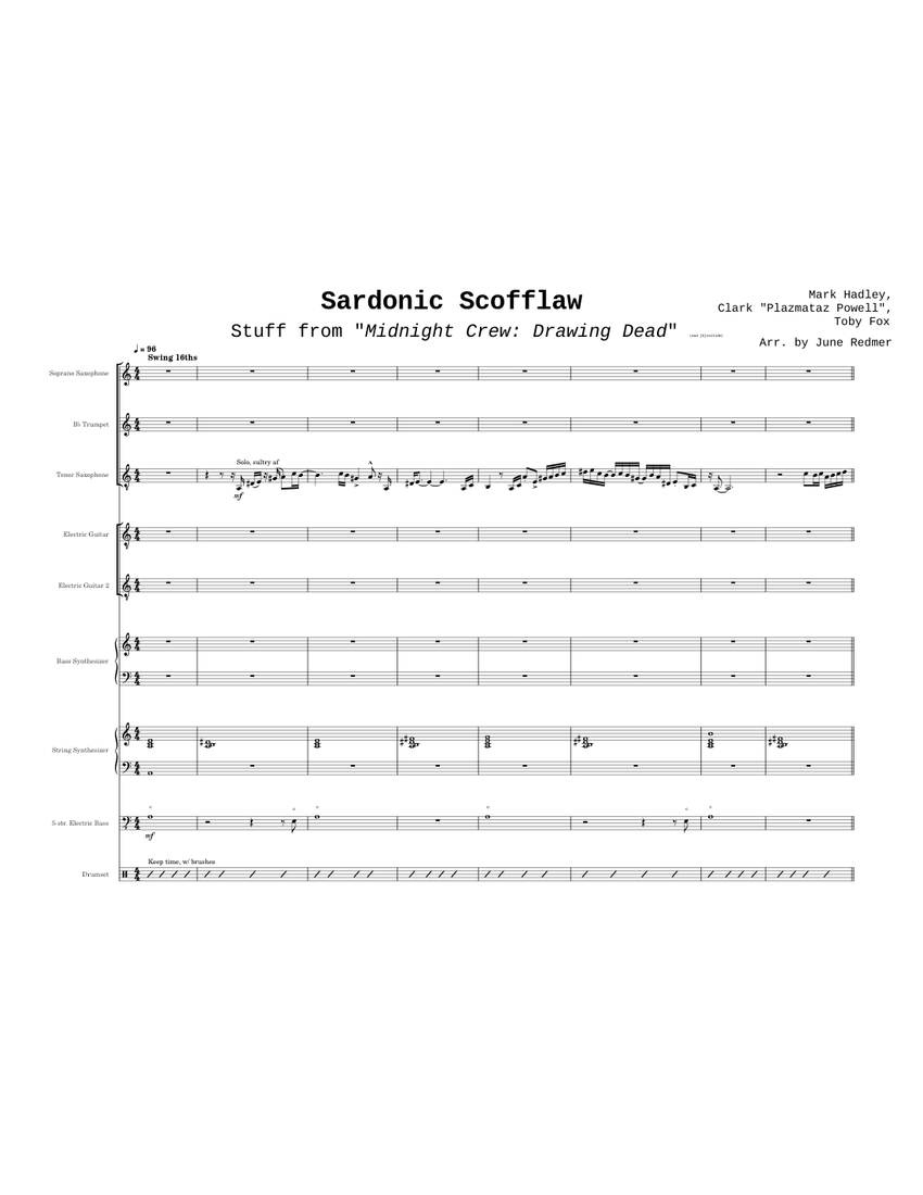 Sardonic Scofflaw - Mark Hadley, Clark Powell, and Toby Fox Sheet Music ...