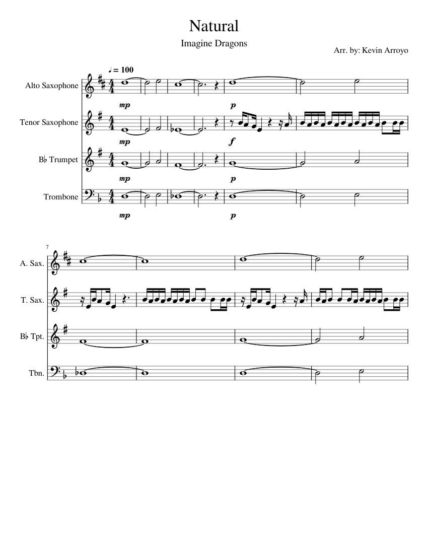Natural Sheet music for Trombone, Saxophone alto, Saxophone tenor ...