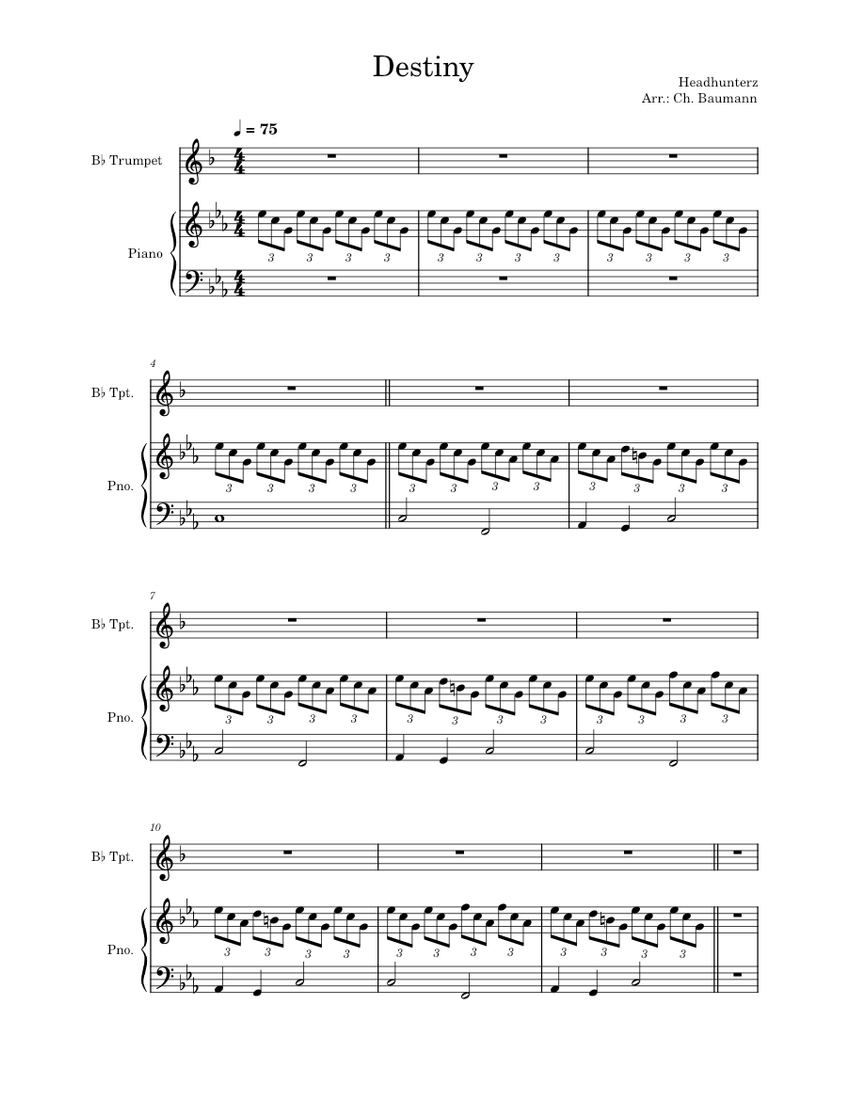 Destiny - Headhunterz Sheet music for Piano, Trumpet in b-flat (Mixed ...
