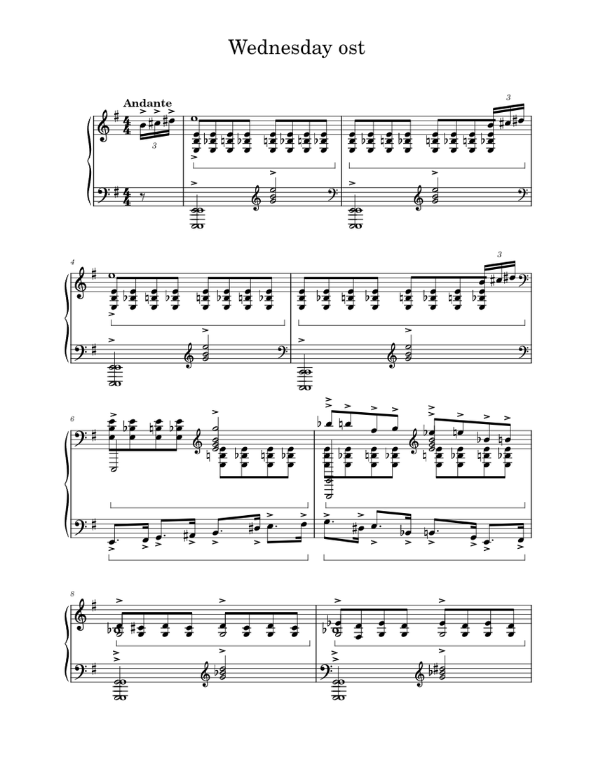 Wednesday ost Sheet music for Piano (Solo) | Musescore.com