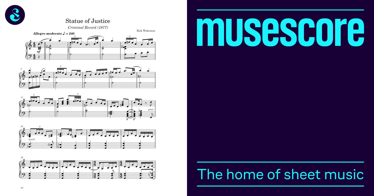 Statue of Justice – Rick Wakeman Sheet Music for Piano (Solo ...
