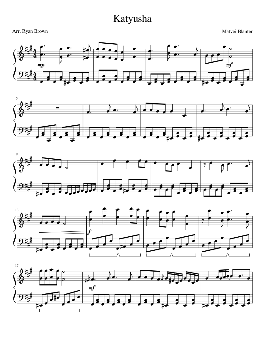 Katyusha Sheet Music for Piano (Solo) | MuseScore.com